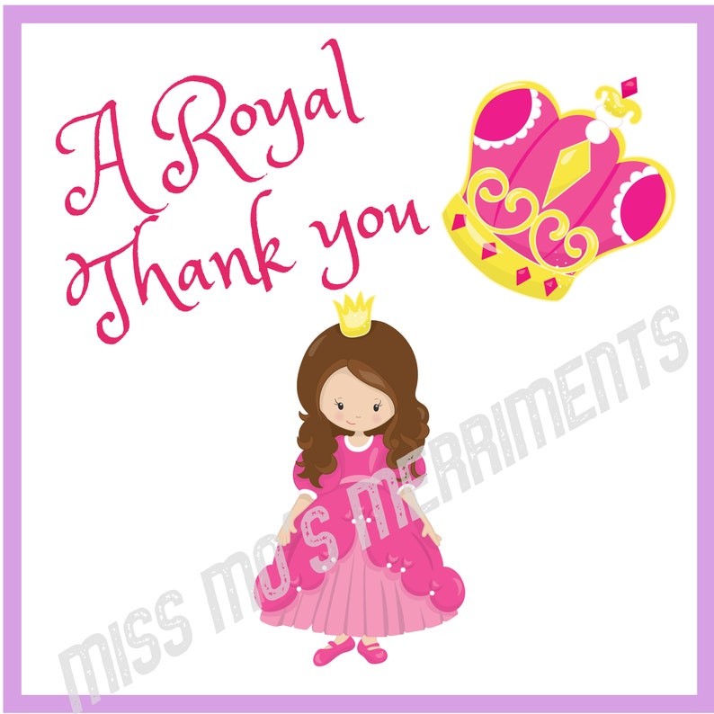 Princess Party Thank You Tags or Stickers Printable Instant | Etsy