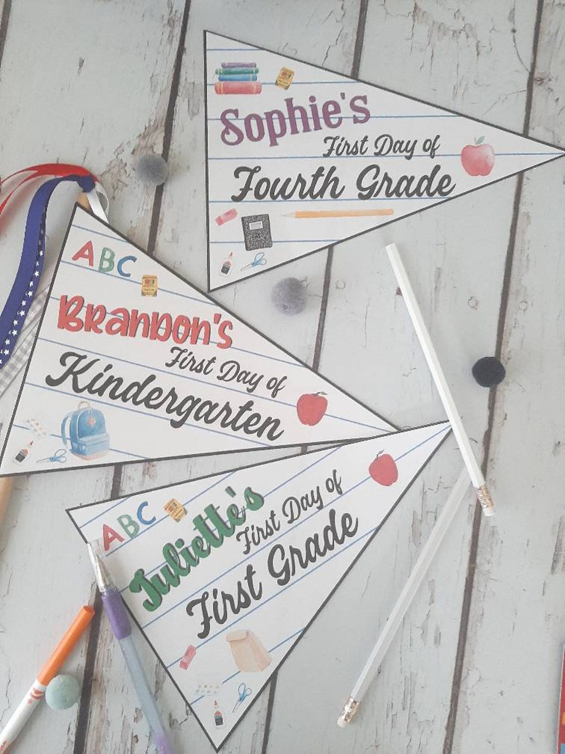 Back to School Printable Pennant Flag Editable Template Edit - Etsy