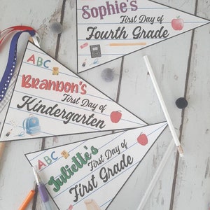 Back to School Printable Pennant Flag Editable Template, Edit, Save and ...