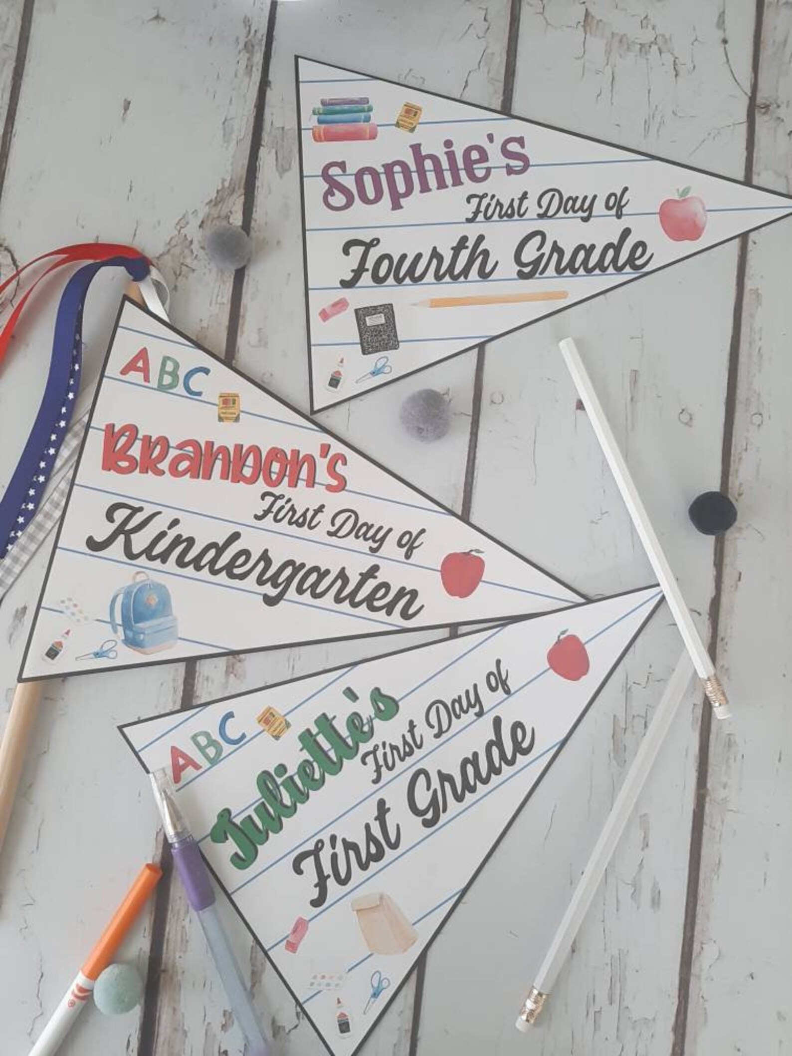 Back to School Printable Pennant Flag Editable Template Edit - Etsy