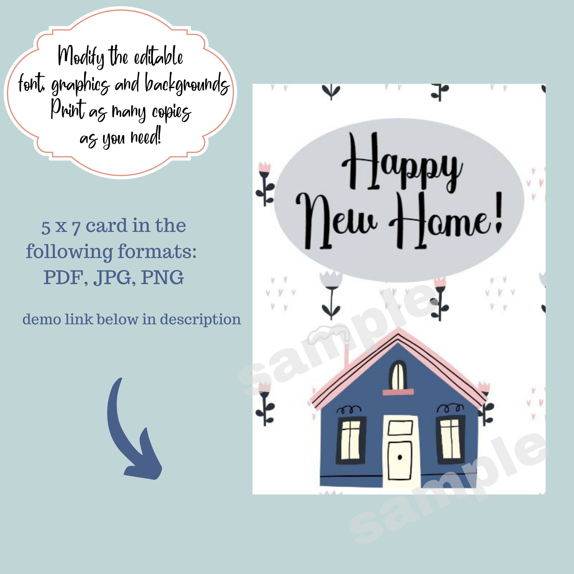 Editable Printable Housewarming New Home Card 5 X 7 - Etsy