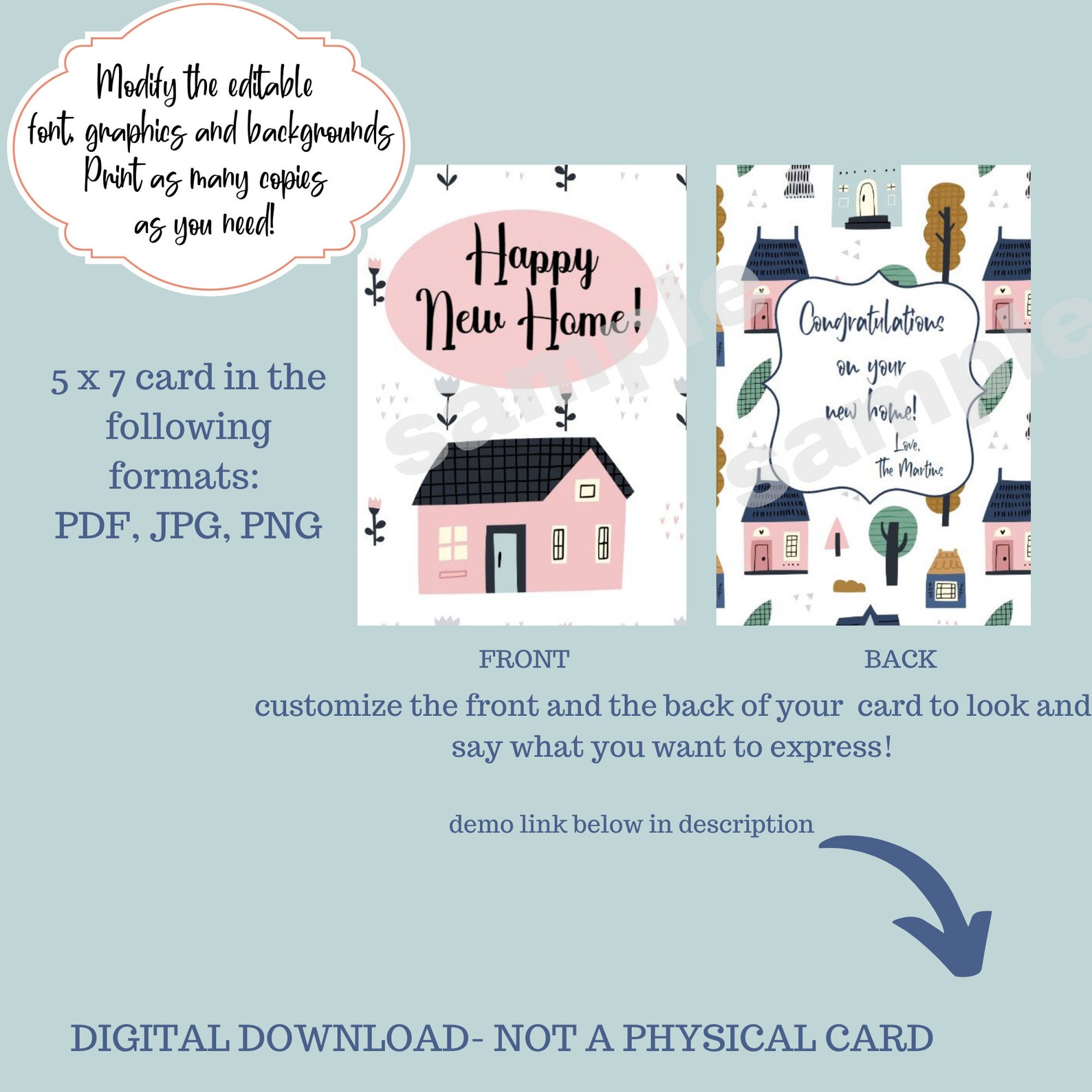 Editable Printable Housewarming New Home Card 5 X 7 - Etsy
