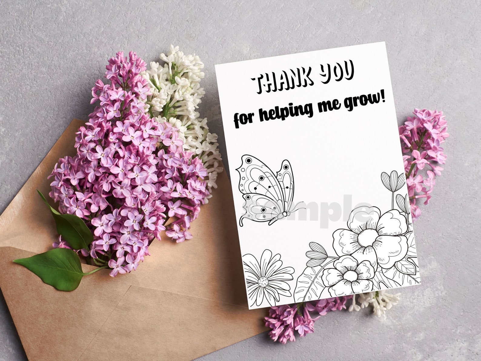 Printable Thank You for Helping Me Grow Card 5 X 7 for | Etsy
