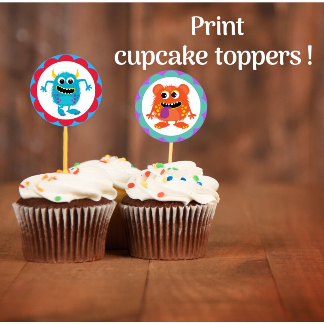 Printable Cute Monsters Cupcake Toppers or Stickers for Halloween ...
