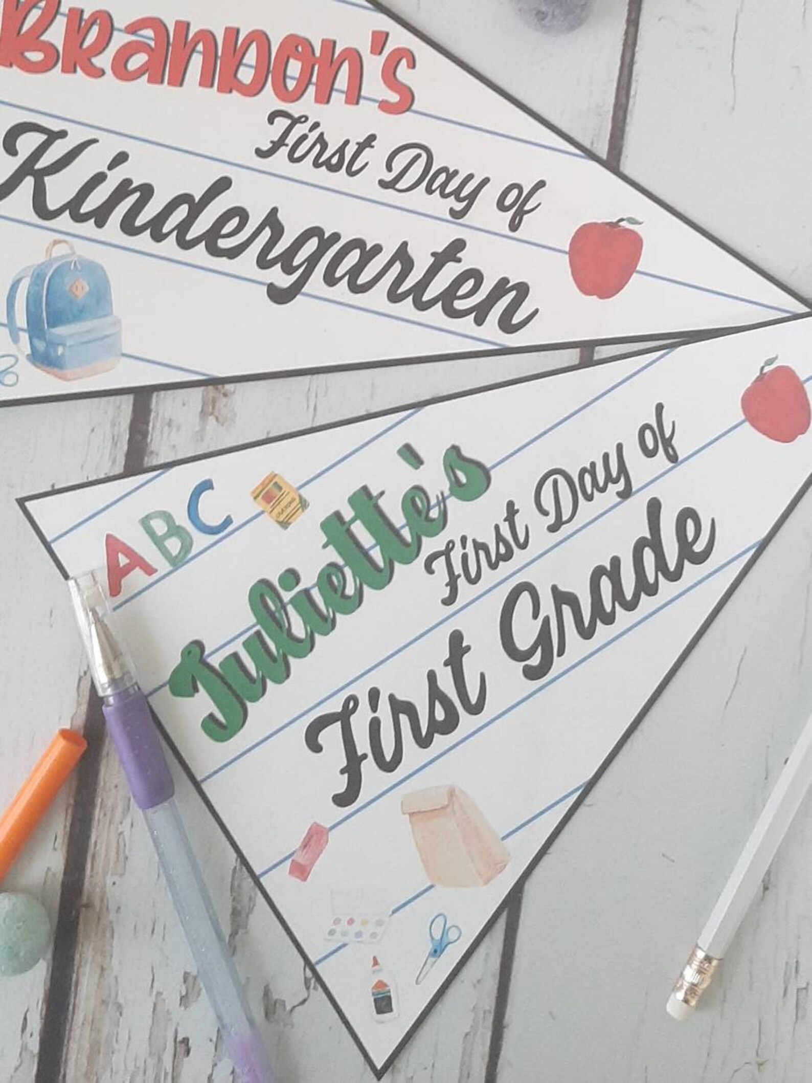 Back to School Printable Pennant Flag Editable Template Edit - Etsy