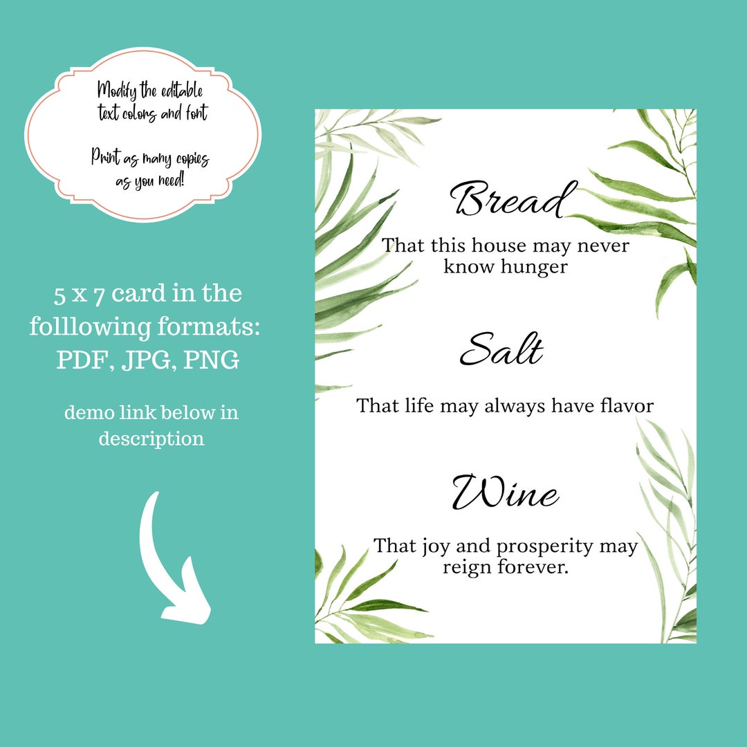 Editable Printable Housewarming Card, 5 X 7 Inspired by Blessing From ...