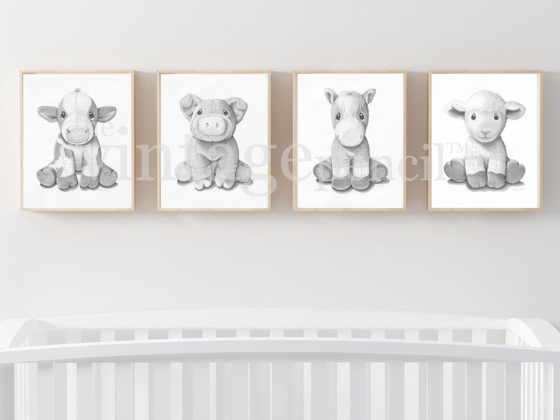 Baby Farm Animals Childrens Wall Art Kids Decor Childrens | Etsy