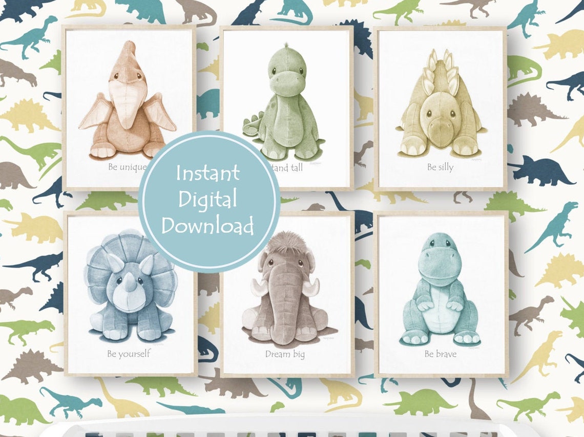 Dinosaur Art Dinosaur Print Boys Wall Art Dinosaur Decor | Etsy