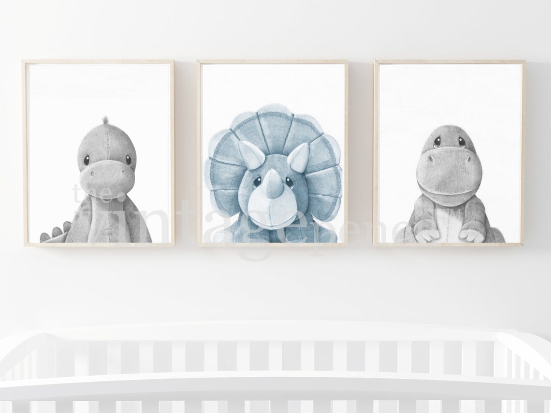 Dinosaur Decor, Boys Wall Art Set, Set of Three, Boys Wall Art ...