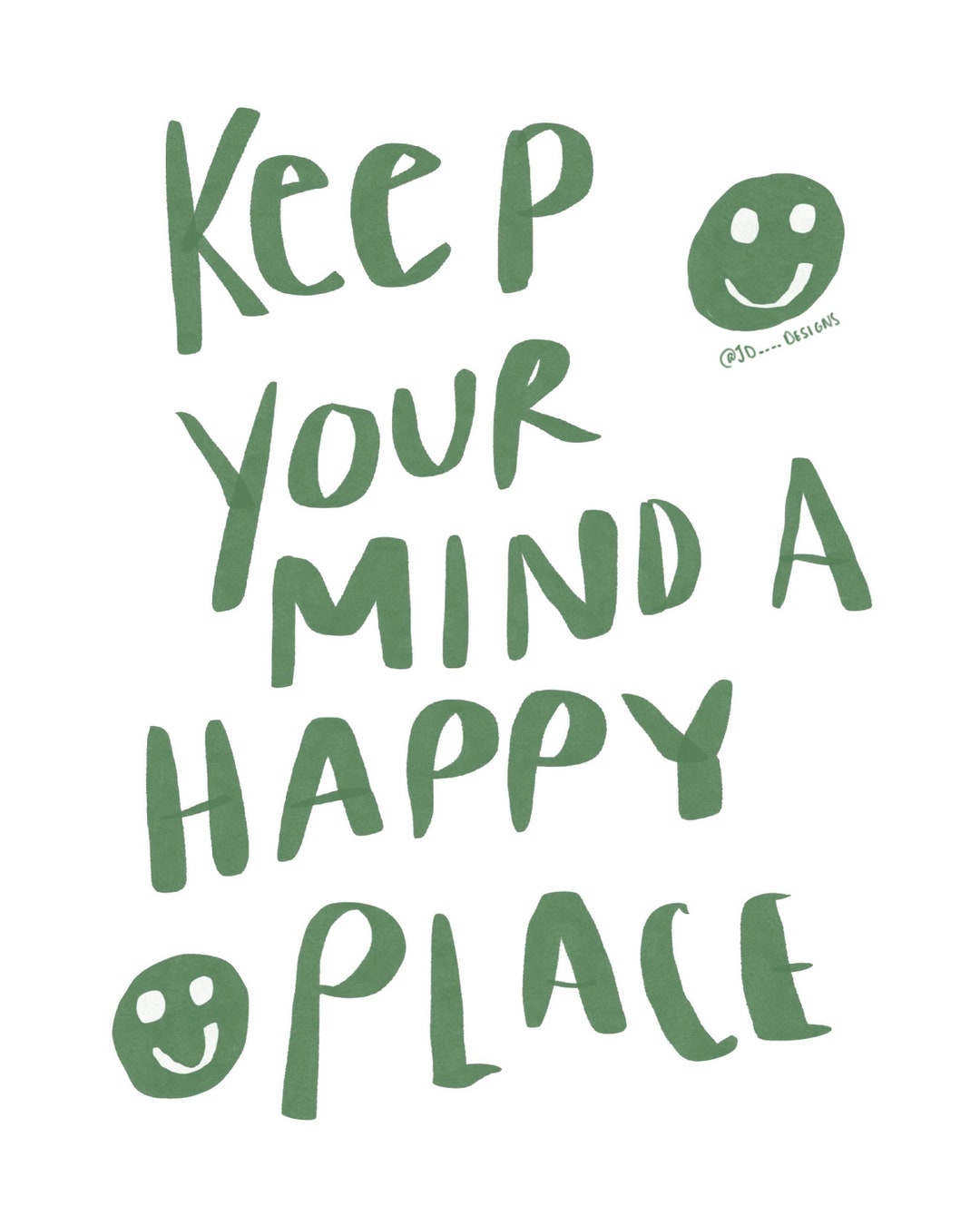 Keep Your Mind A Happy Place Digital Print Art, Trendy Art, Poster ...
