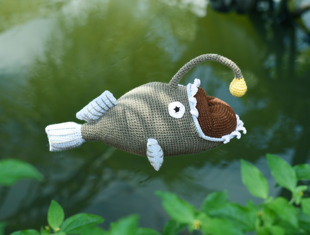 Angler Fish Stuffed Crochet Amigurumi - Handmade Sea Creature Crochet ...