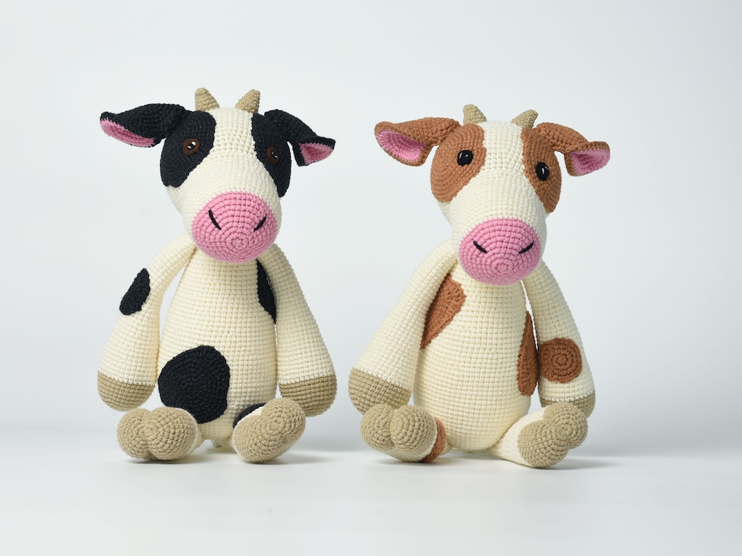 Milk Cow Crochet Stuffed Animal - Handmade Milk Cow Plush Toy - Soft ...