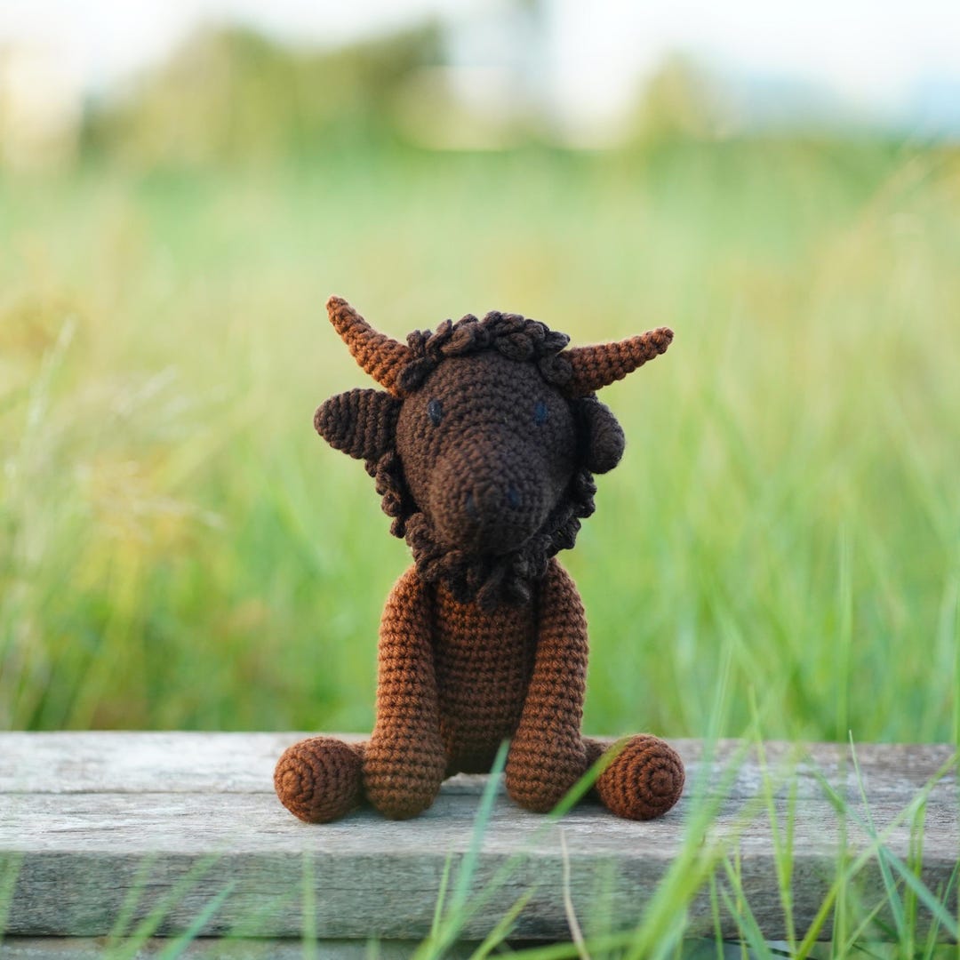 Crochet Bison Plush – Handmade Amigurumi Buffalo Toy – Soft Farm Animal ...