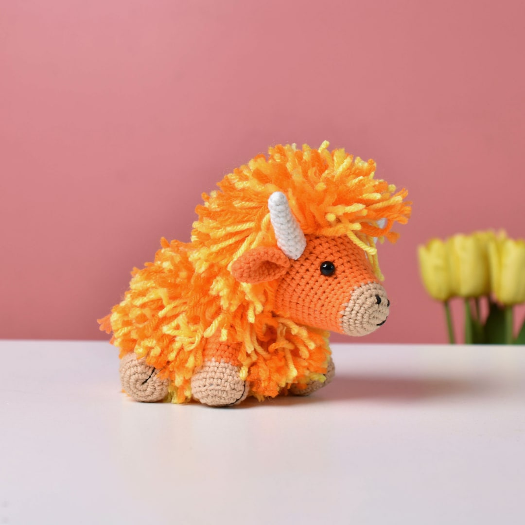Fuzzy Highland Cow Crochet Highland Cow Amigurumi Crochet Farm Animals ...