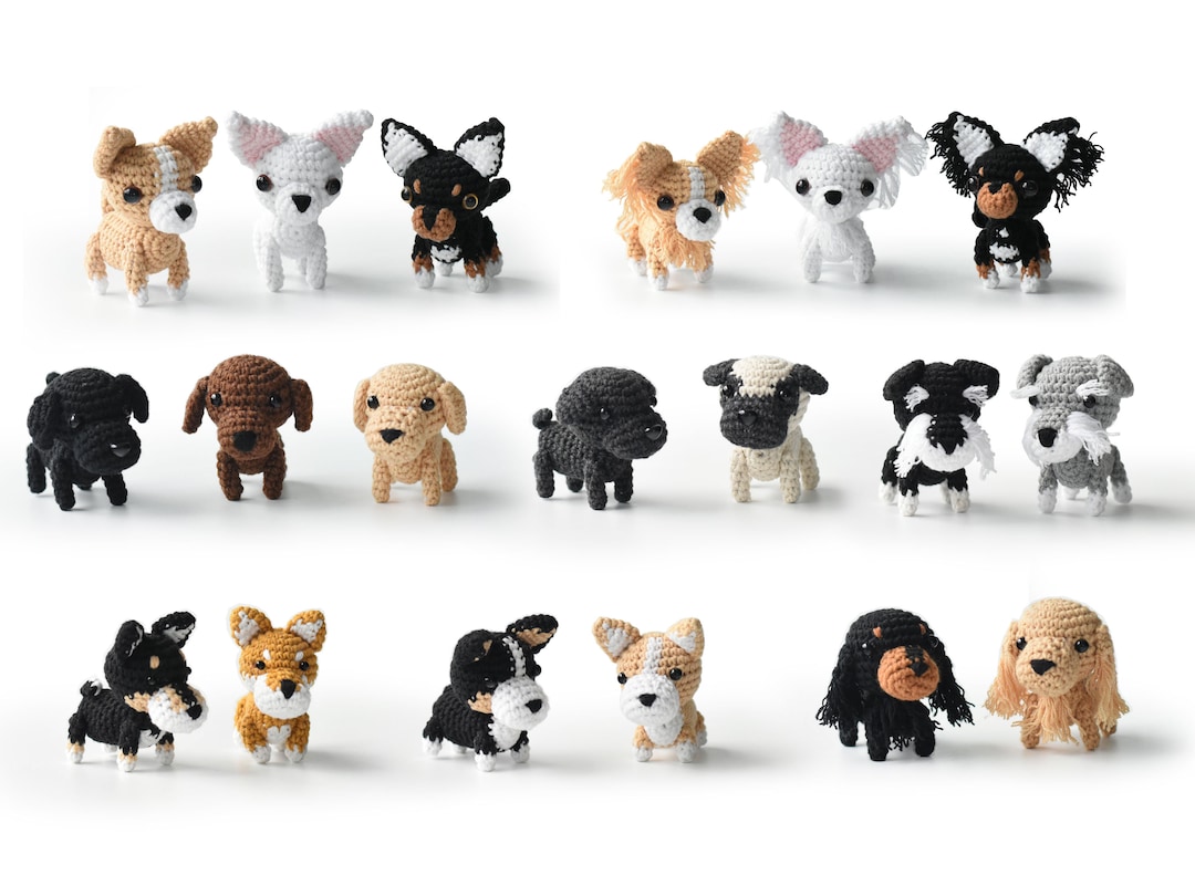 Crochet Mini Dog Amigurumi: Chihuahua, Labrador, Schnauzer, Corgi, Pug ...