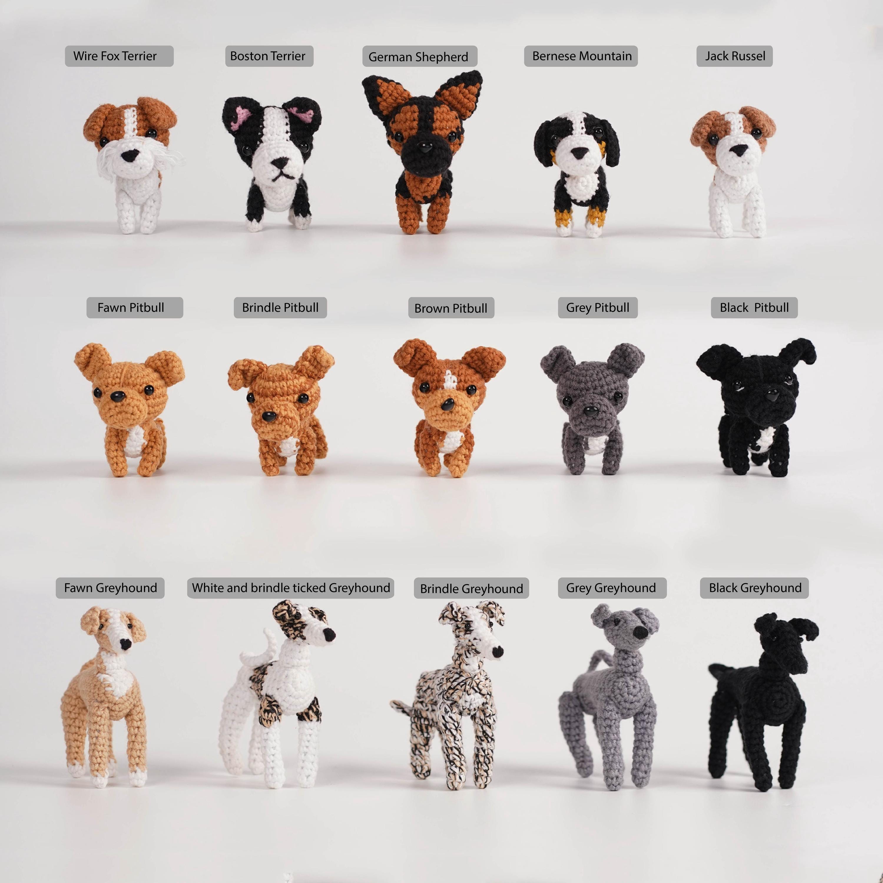 Mini Crochet Dog Amigurumi : Greyhound, Whippet , Pitpull, German ...