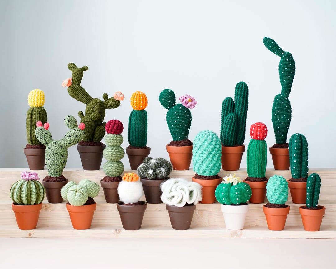 Crochet Cactus, Stuffed Cactus Amigurumi, Cactus Plush Toy, Garden/desk ...