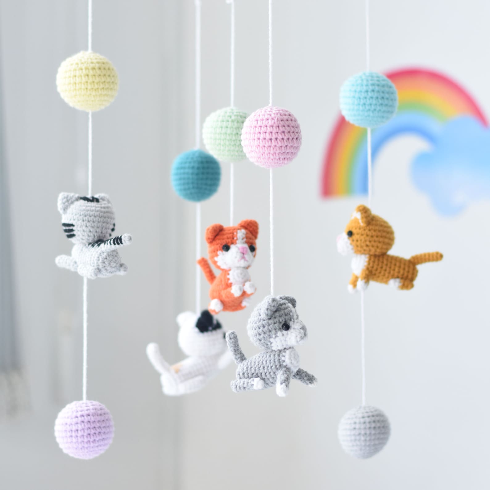 Crochet Kitten Crib Mobile: Handmade Cat Amigurumi Nursery Decor - Etsy