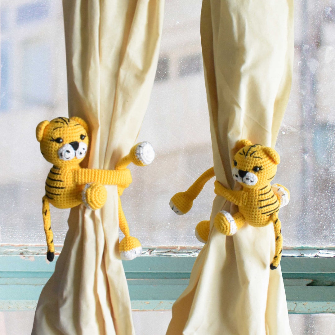 Crochet Tiger Curtain Tiebacks: Handmade Amigurumi Decor (set of 2) - Etsy