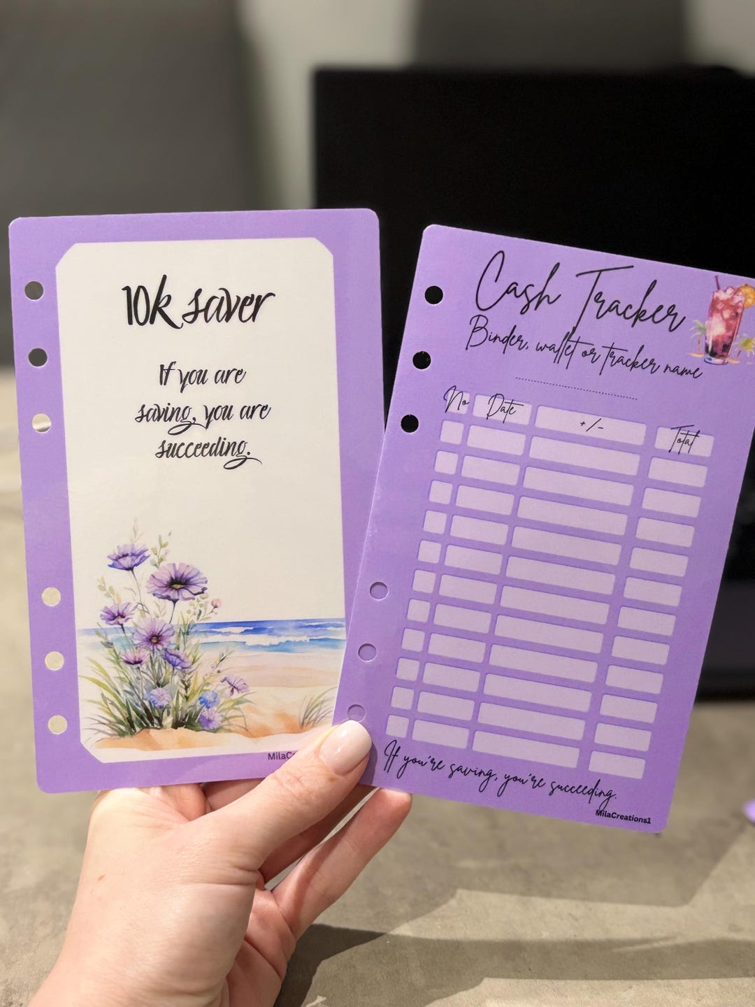 10k Saver/ Purple Saving Challenge Trackers, Inserts, Cash Tracker and ...