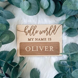 Hello My Name is Sign | Wooden Hello World My Name is Sign | Birth ...