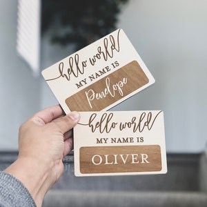 Hello My Name is Sign | Wooden Hello World My Name is Sign | Birth ...