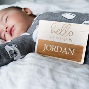 Hello My Name is Sign | Wooden Hello My Name is Sign | Birth ...
