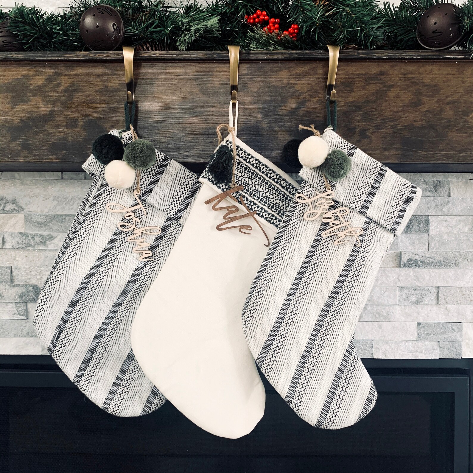 Wood Stocking Tags Personalized Stocking Tags Calligraphy - Etsy