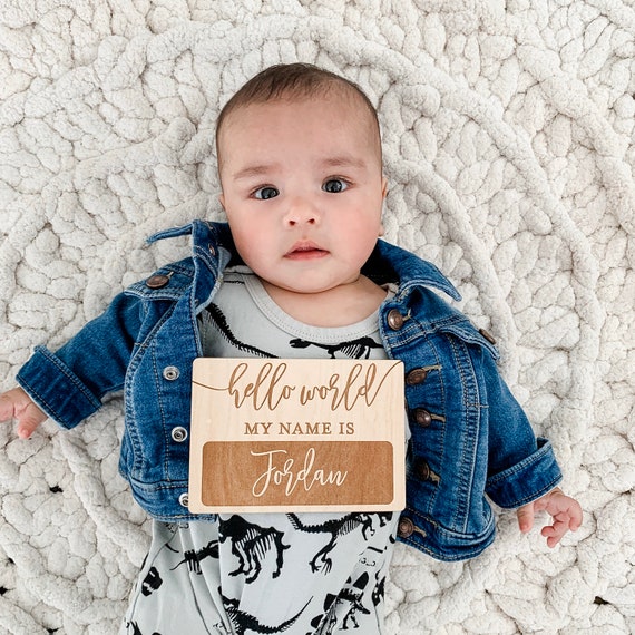 Hello My Name is Sign Wooden Hello World My Name is Sign | Etsy