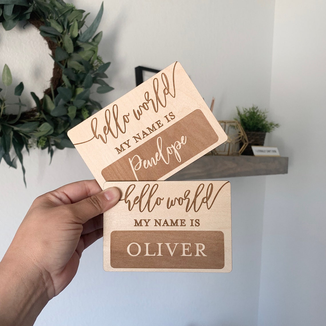 Hello My Name is Sign Wooden Hello World My Name is Sign - Etsy