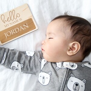 Hello My Name is Sign | Wooden Hello My Name is Sign | Birth ...