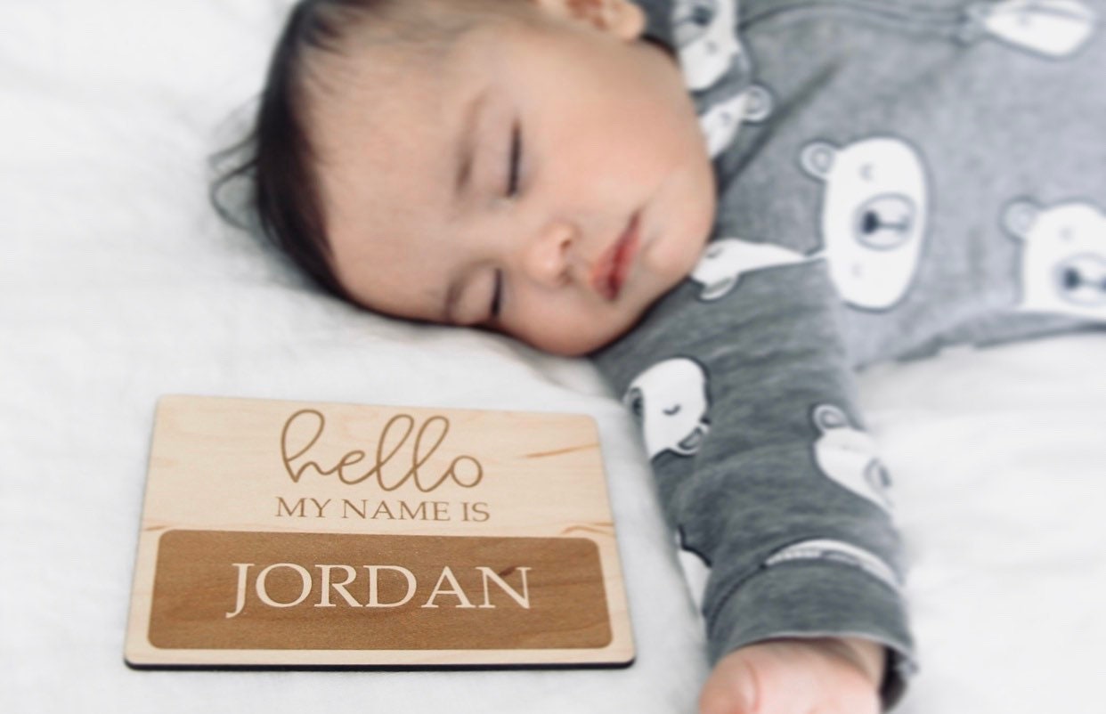 Hello My Name is Sign Wooden Hello My Name is Sign Birth | Etsy