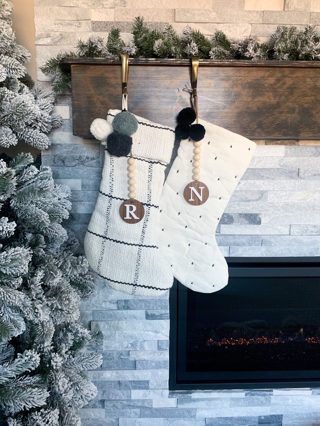 Wood Stocking Tags | Personalized Stocking Tags | Initial Name Tag for ...