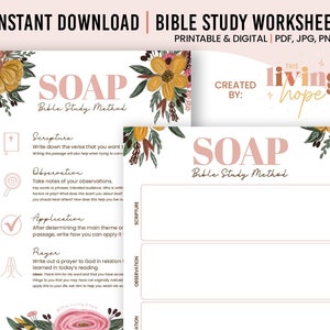 Bible Study Worksheet | SOAP Bible Study Digital Download | Scripture ...