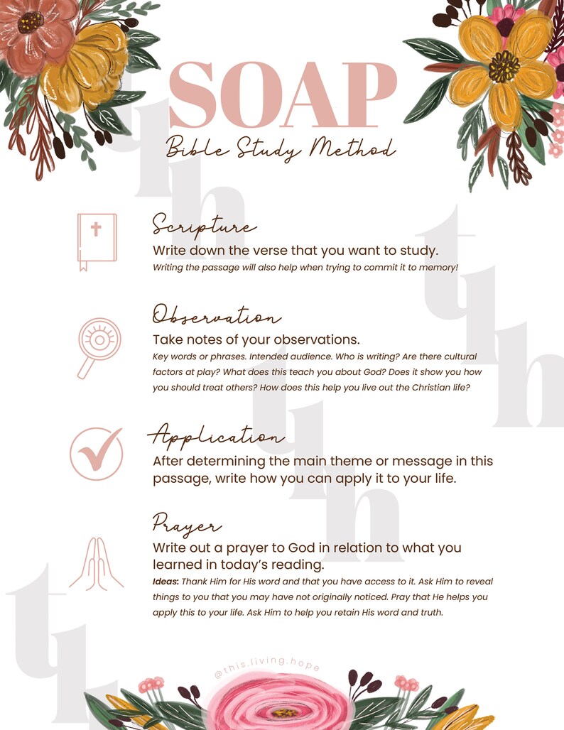 Bible Study Worksheet | SOAP Bible Study Digital Download | Scripture ...