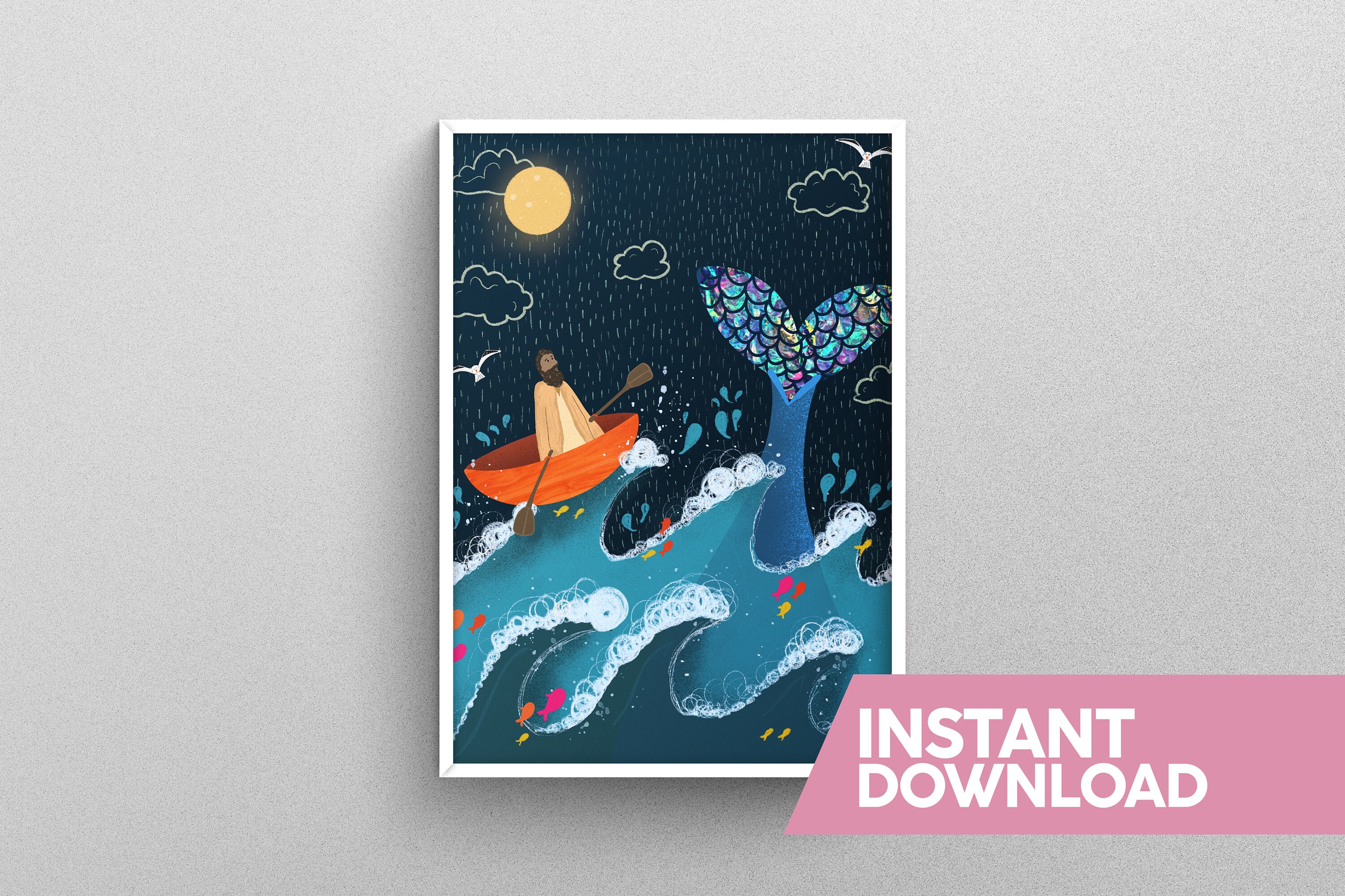 Jonah Art Instant Download Jonah and the Whale Digital Download Bible ...