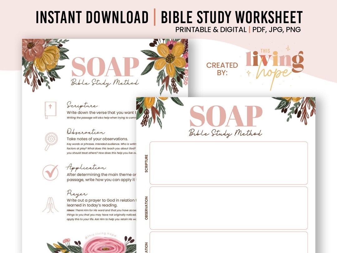 Bible Study Worksheet | SOAP Bible Study Digital Download | Scripture ...