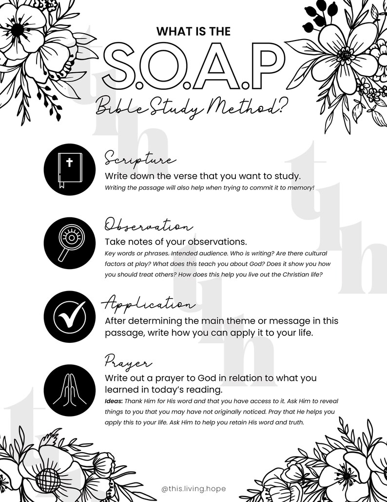 Bible Study Worksheet | SOAP Bible Study Digital Download | Scripture ...
