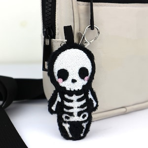 Skeleton Squishy Keychains Halloween Skull Mini Plush Keychain for ...