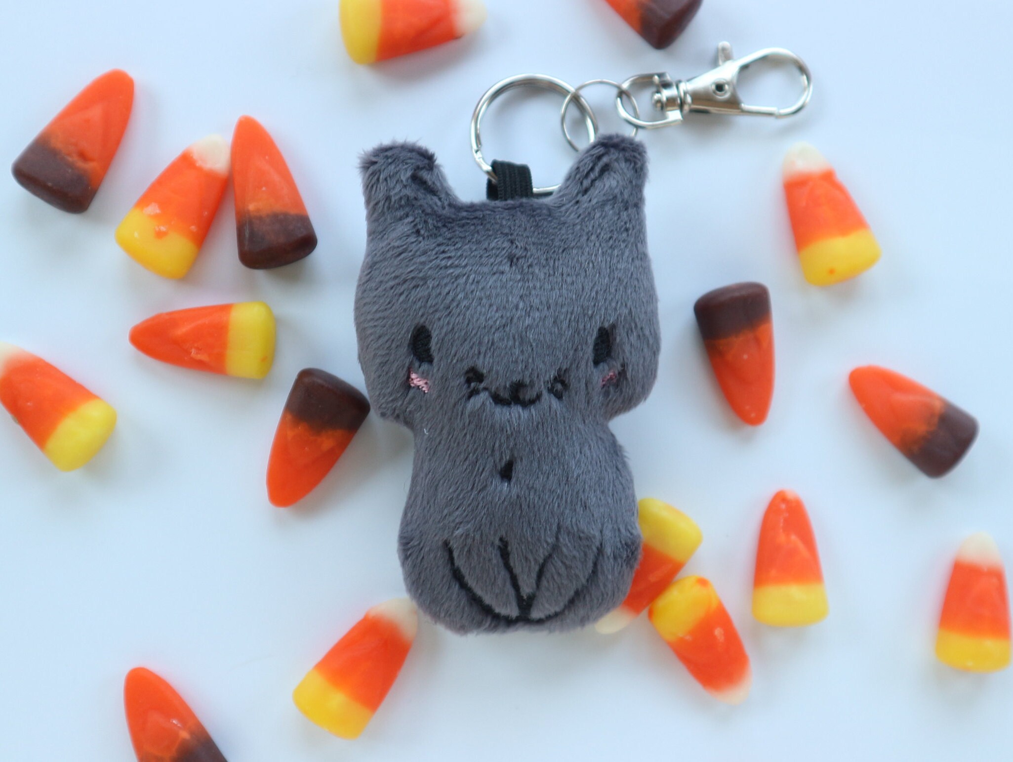 Black Cat squishy keychains Halloween cat mini plush keychain | Etsy