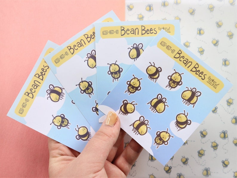 Bean Bee Sticker Sheet: Glossy Journaling Stickers - Etsy
