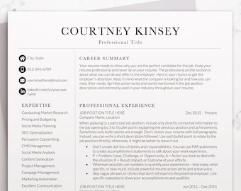 Professional Simple Resume Template Word Clean Resume - Etsy