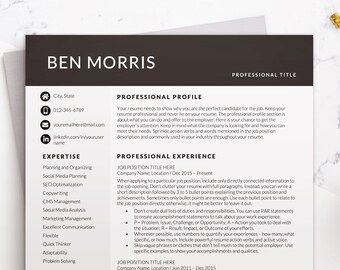 Two Color Resume - Etsy