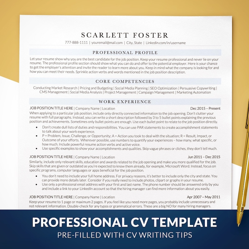 Plain Resume Templates - Etsy