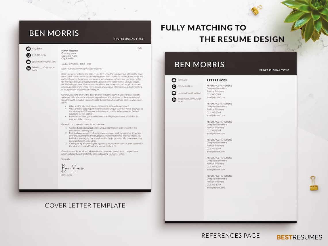 Modern Two Column Resume Template for Word Executive Resume - Etsy