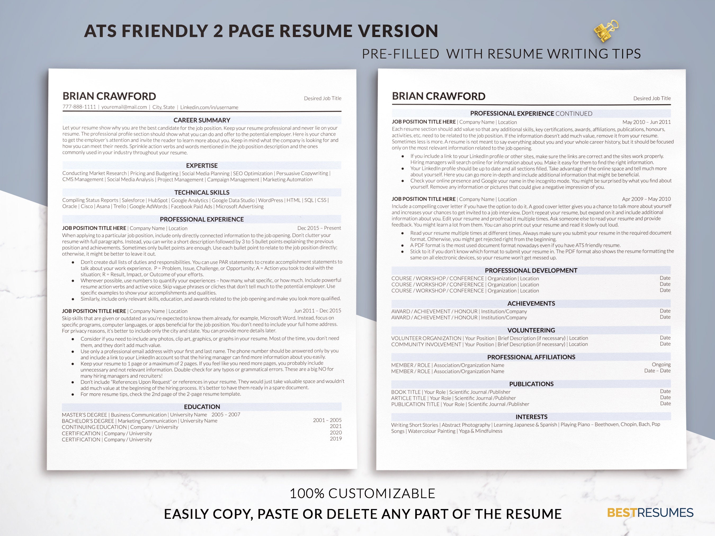 ATS Resume Template in Google Docs, Word, Mac, ATS Friendly Resume ...