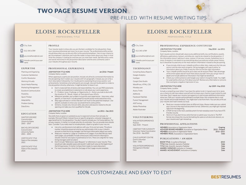 Professional Resume Template for Word With Modern Clean Resume Design ...