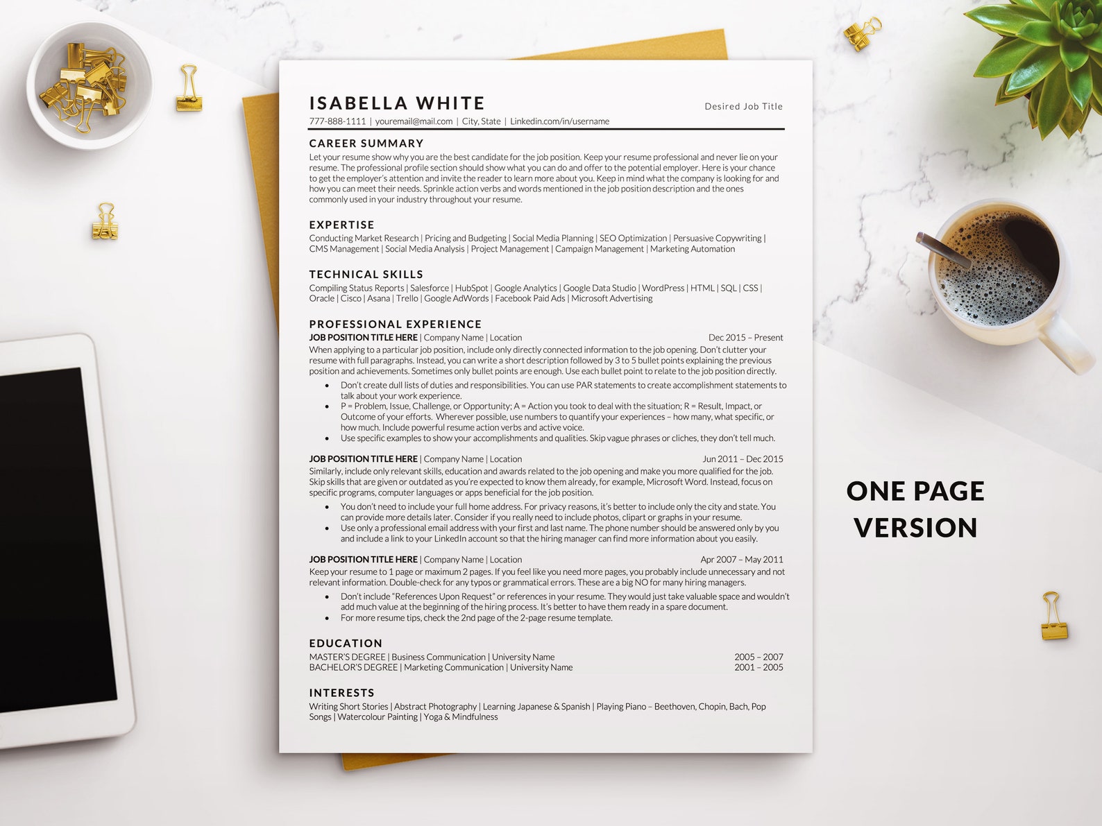 Simple ATS Resume Template Word, Mac Pages, ATS Cv Template Word ...