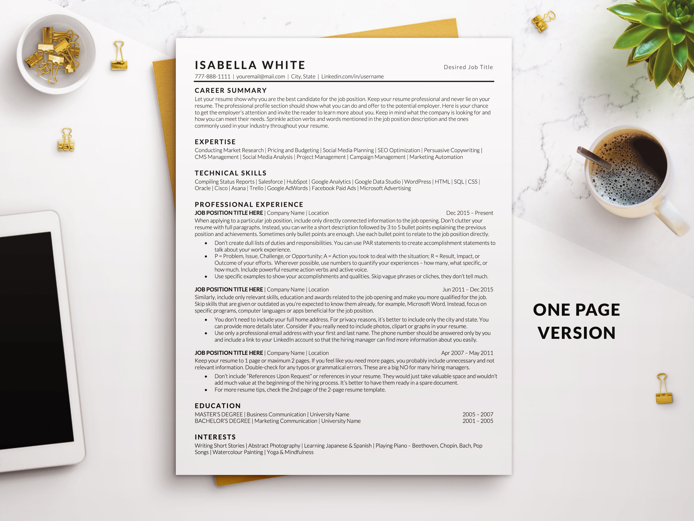 Simple ATS Resume Template Word, Mac Pages, ATS Cv Template Word ...