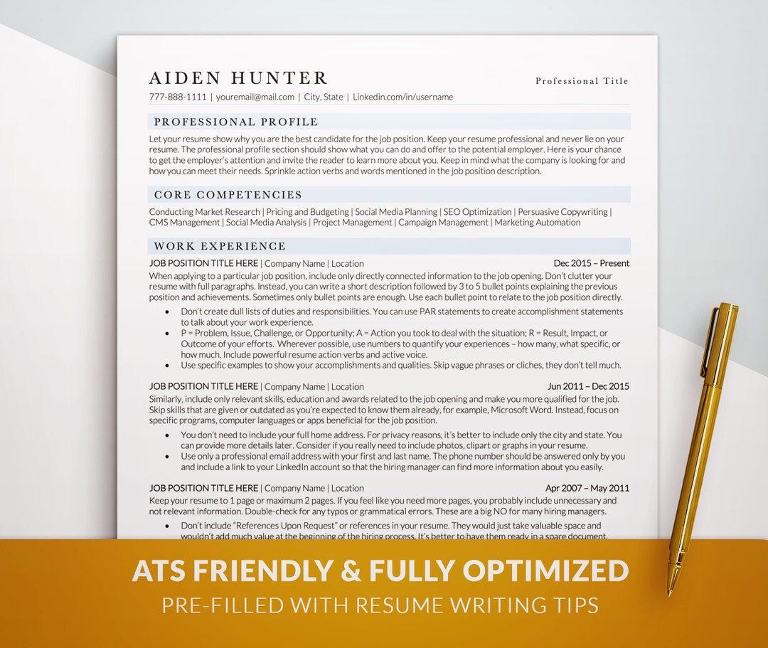 Modelo de currículo profissional compatível com ATS, modelo de ...